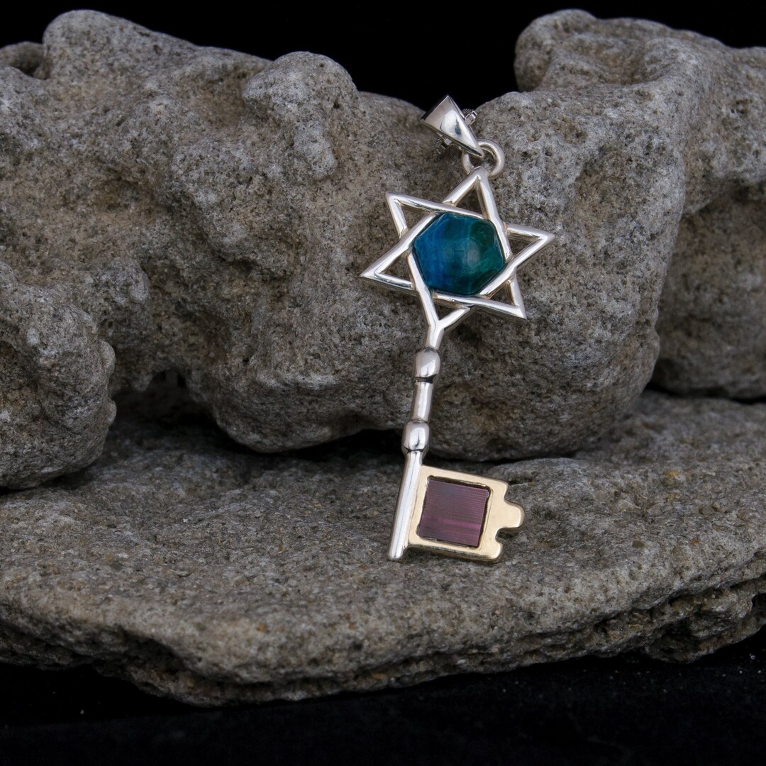 Eilat Stone Key Necklace Men Jewish Star Necklace for Women Jewish ...
