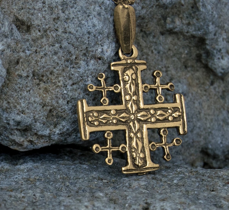 Jerusalem Cross Gold Pendant Jewish Gifts From Israel Crusader | Etsy