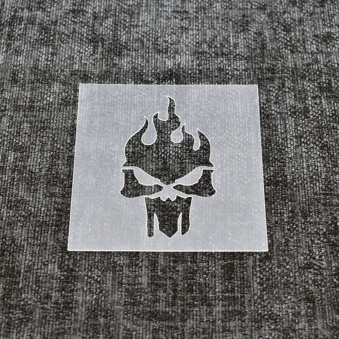 Reusable Strong Halloween Flaming Skull Stencil. High Quality Strong ...