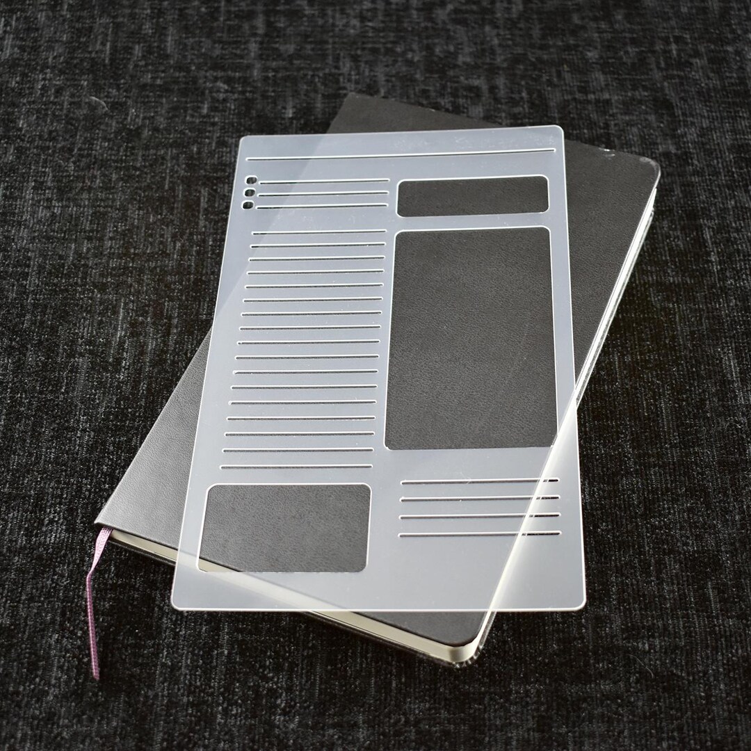 Notebook Stencil for A4 and A5 Journals - Lines and Boxes 2 - Reusable ...