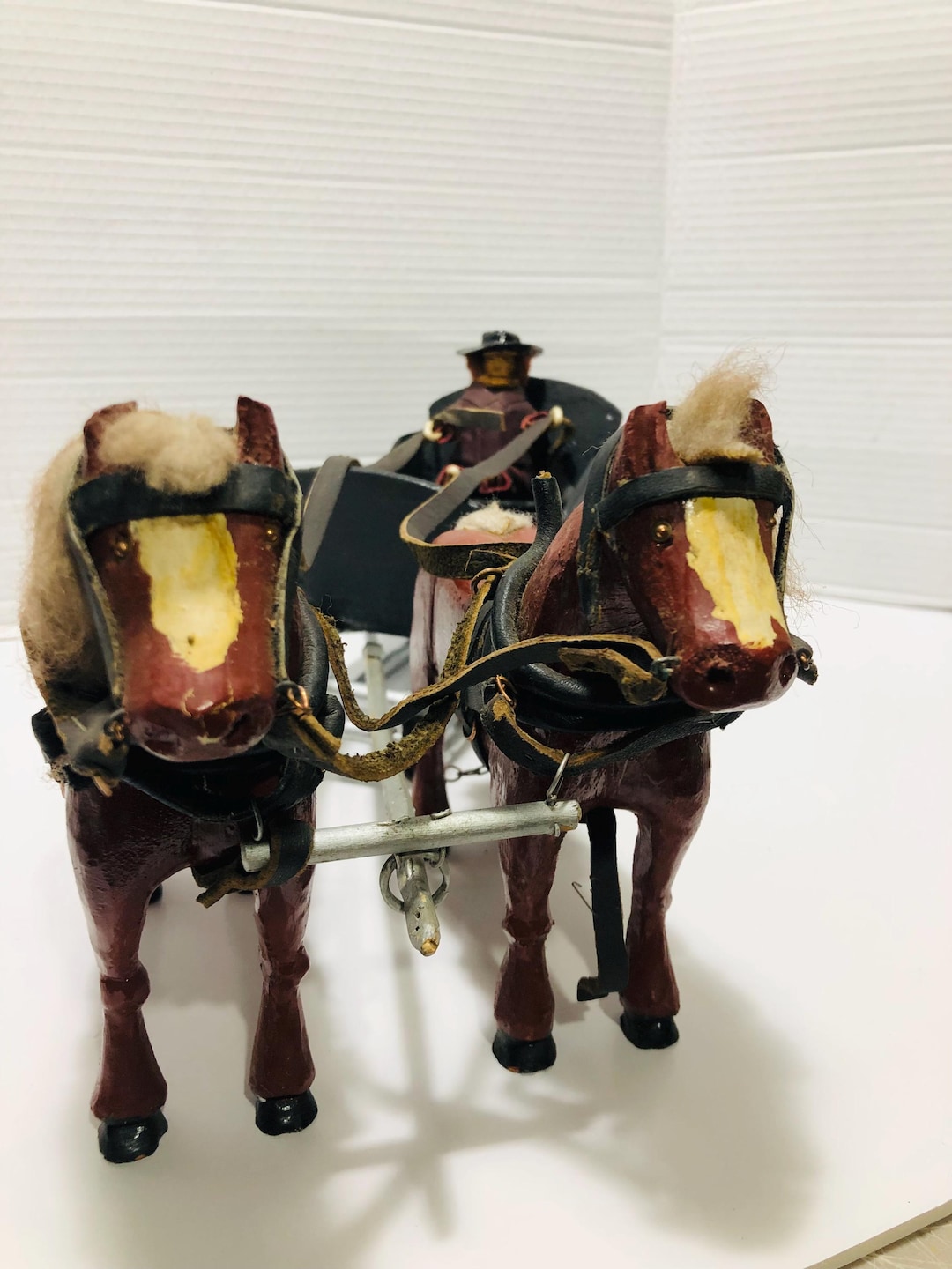 Vintage Amish Folk Art Hand Carved Amish Driver Horses and Sled - Etsy