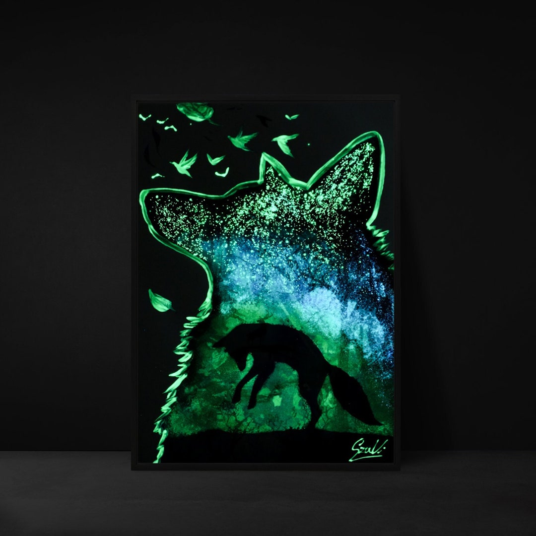 Autumn, Print, Glow in the Dark, Wolf, Gothic Home Decor, Wolf Wall ...