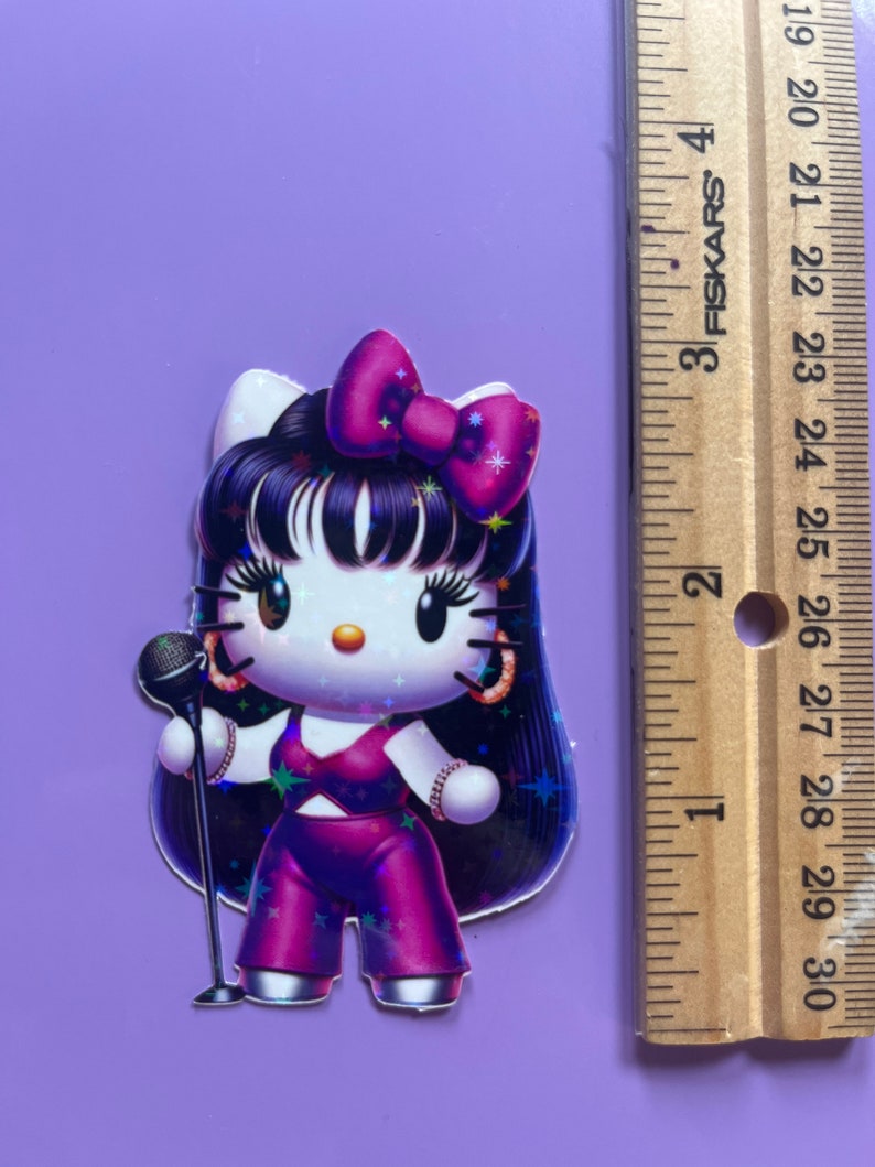 Hello Selena Kitty Kawaii Glitter Holographic Sticker - Etsy