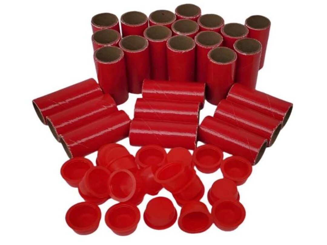 25pc M80 Fireworks Gloss Red Pyro Tubes and End Plugs 9/16" X 1-1/2" X ...