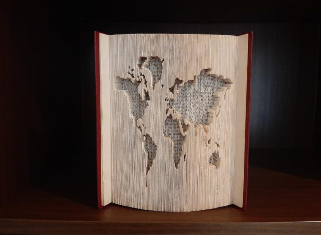 Pattern Only - World Map - Cut and Fold - Book Folding Art Bookish ...