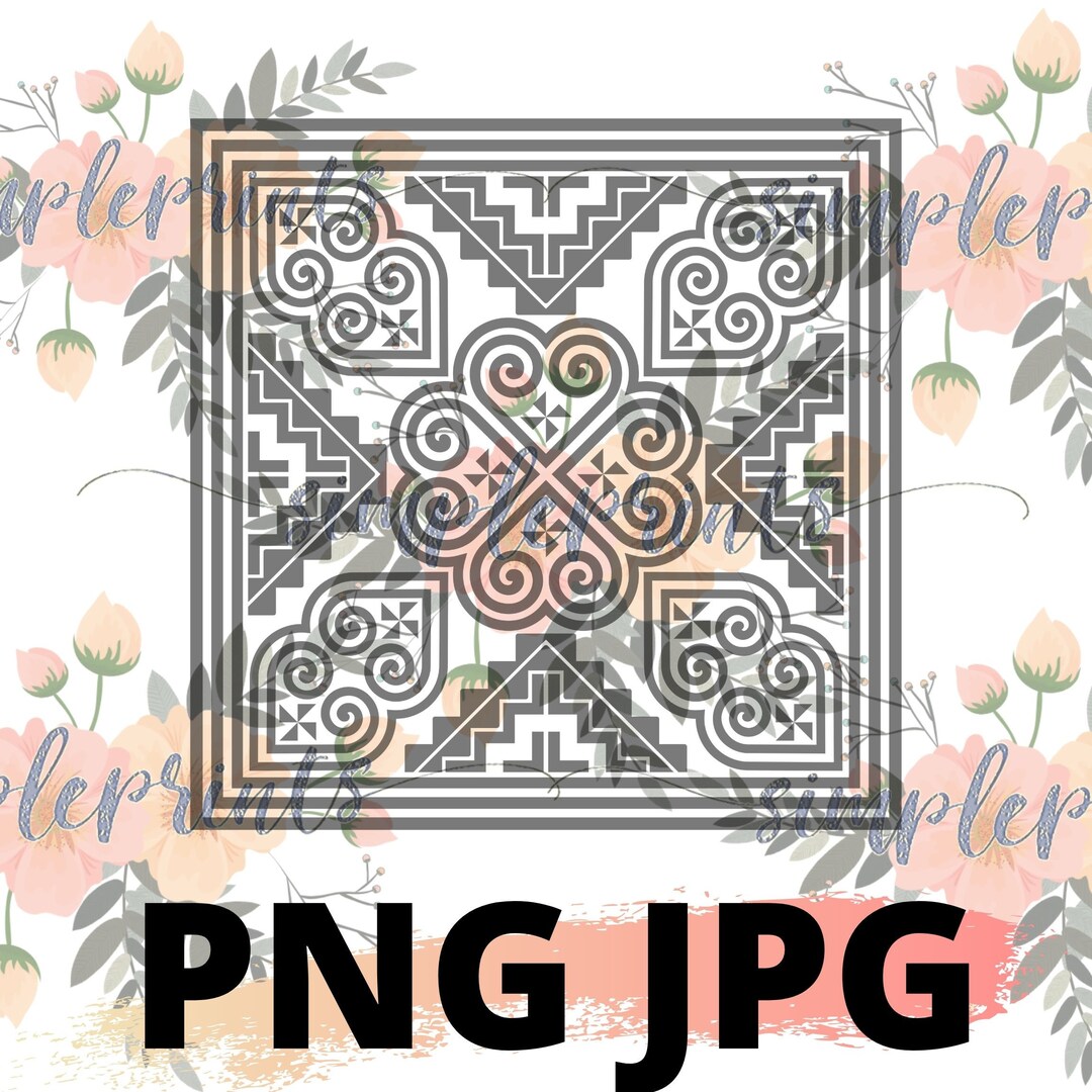 Hmong Design, Hmong Digital, Hmong Print, Hmong Heart Pattern 3 - Etsy