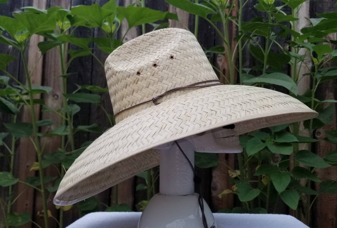 Jumbo Natural Straw Hat, Maximum Sun Protection! Large Brim 7" Inches ...