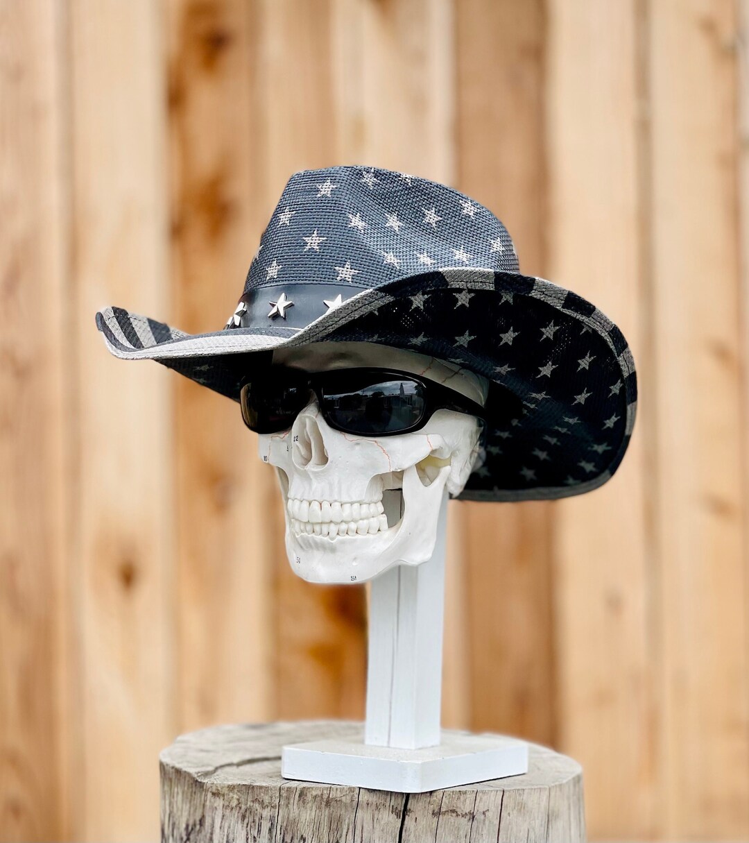 Patriotic Cowboy Black Flag Hat, One Size Fits All, Overall Size 15x14 ...