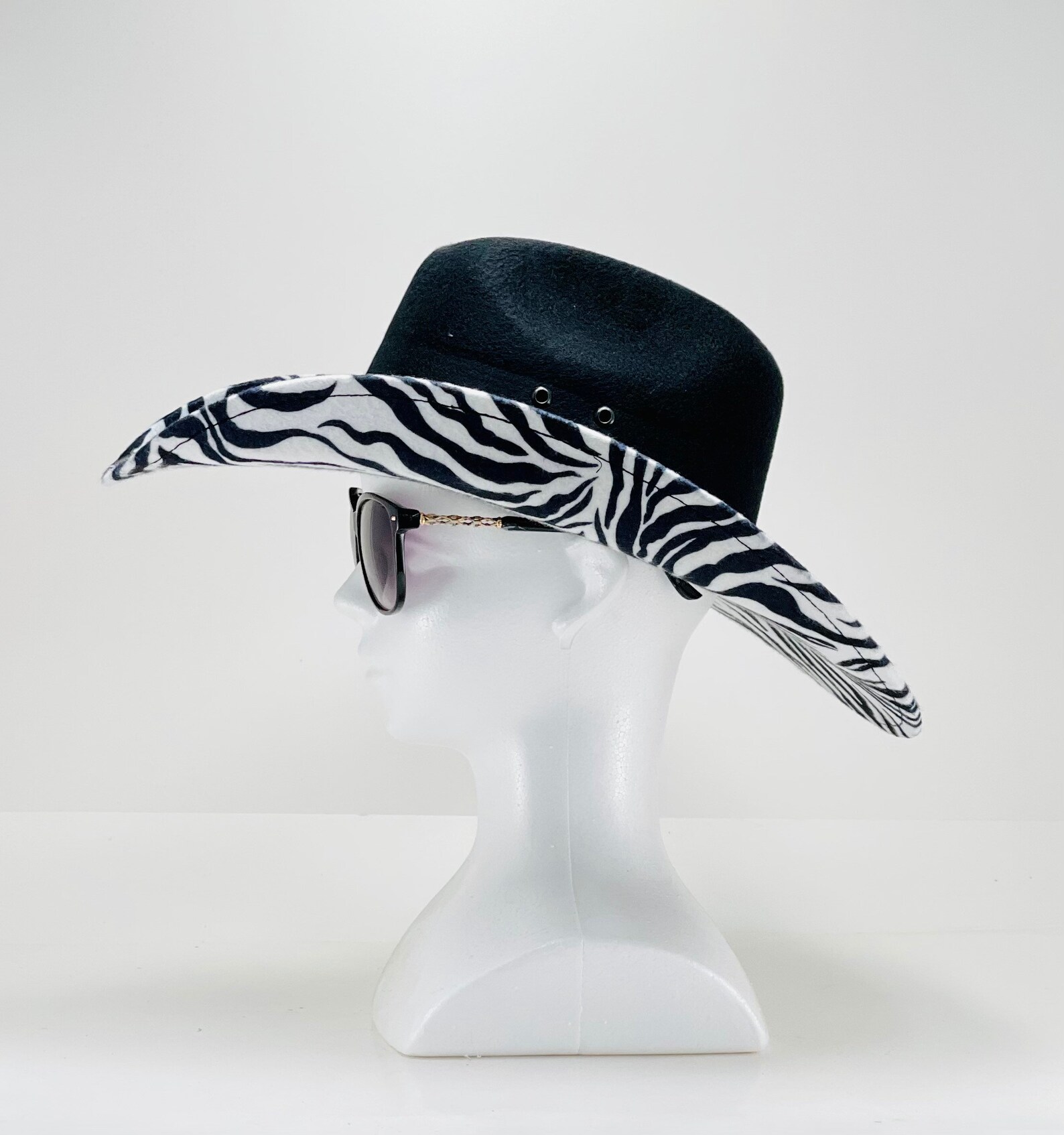 Zebra Cowboy style hat brim size 4 inches with an elastic | Etsy
