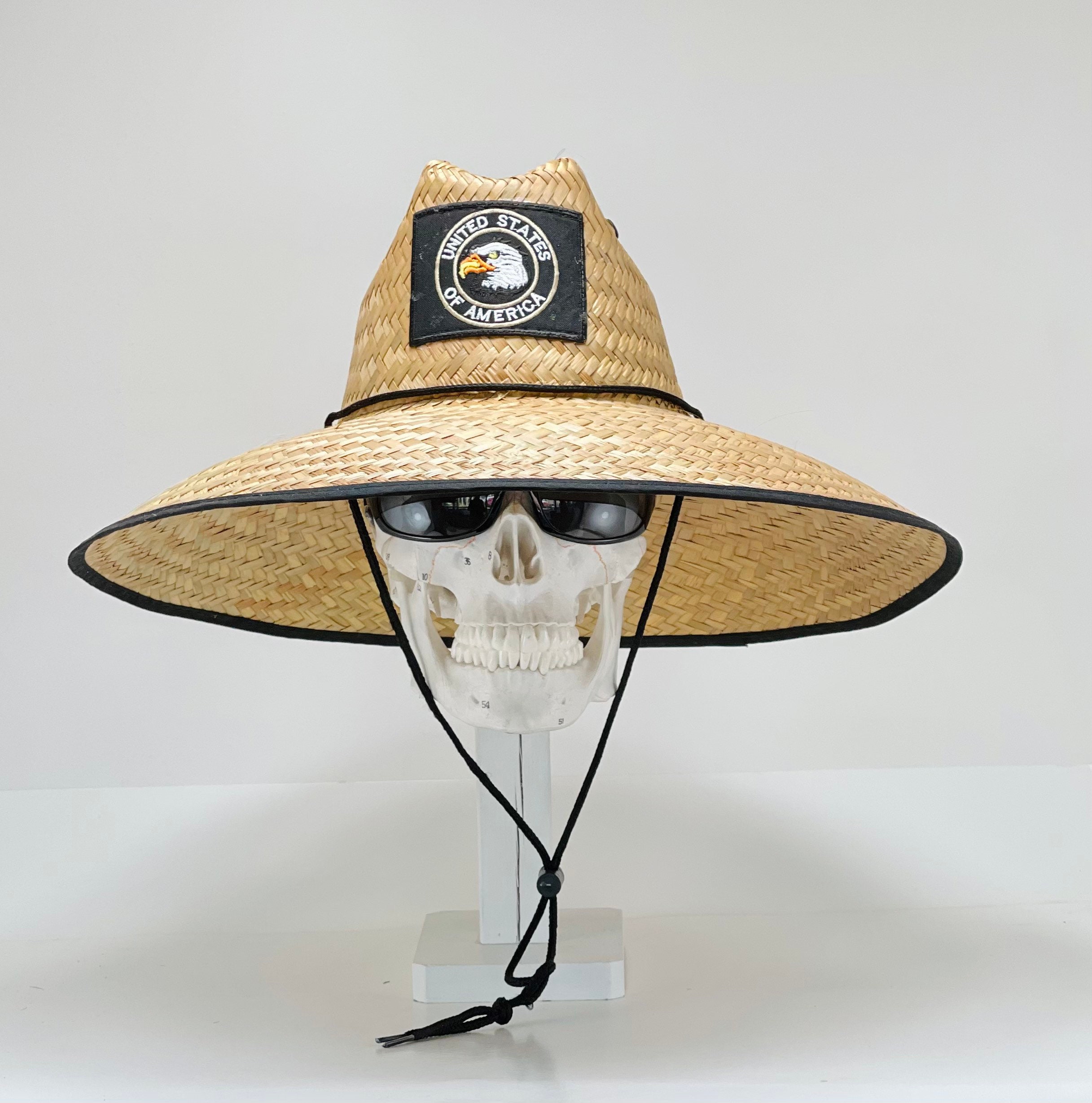 Straw Hat with USOA Eagle Emblem brim size 5.50 inches | Etsy