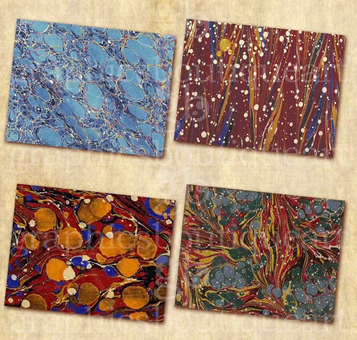 Marbled End Papers Junk Journal Backgrounds Vintage Endpapers | Etsy