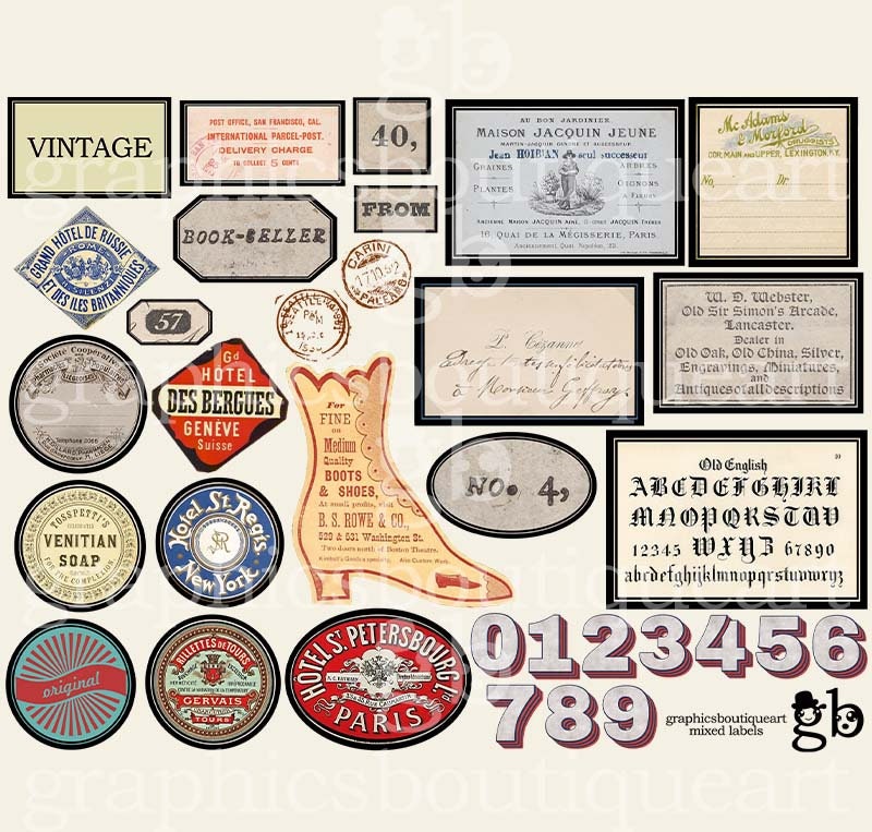 Vintage Style Mixed Labels LAB22-02 - Etsy