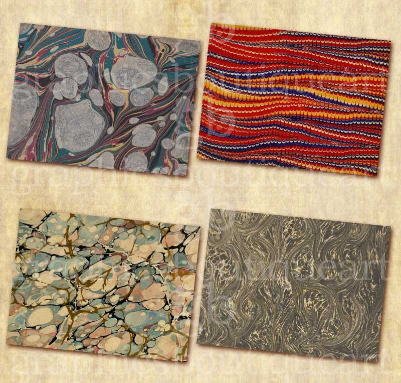 Marbled End Papers Junk Journal Backgrounds Vintage Endpapers Ephemera ...