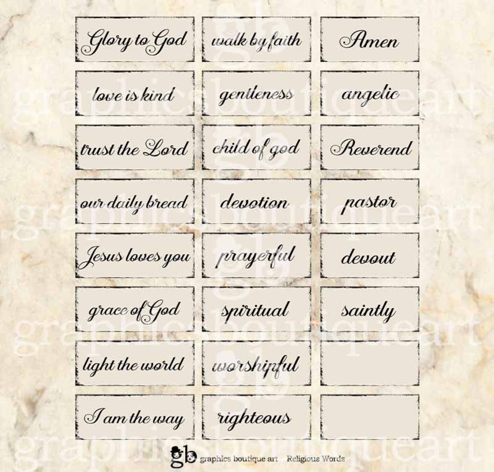Religious Words, Printable Faith and Prayer Journaling Ephemera ...
