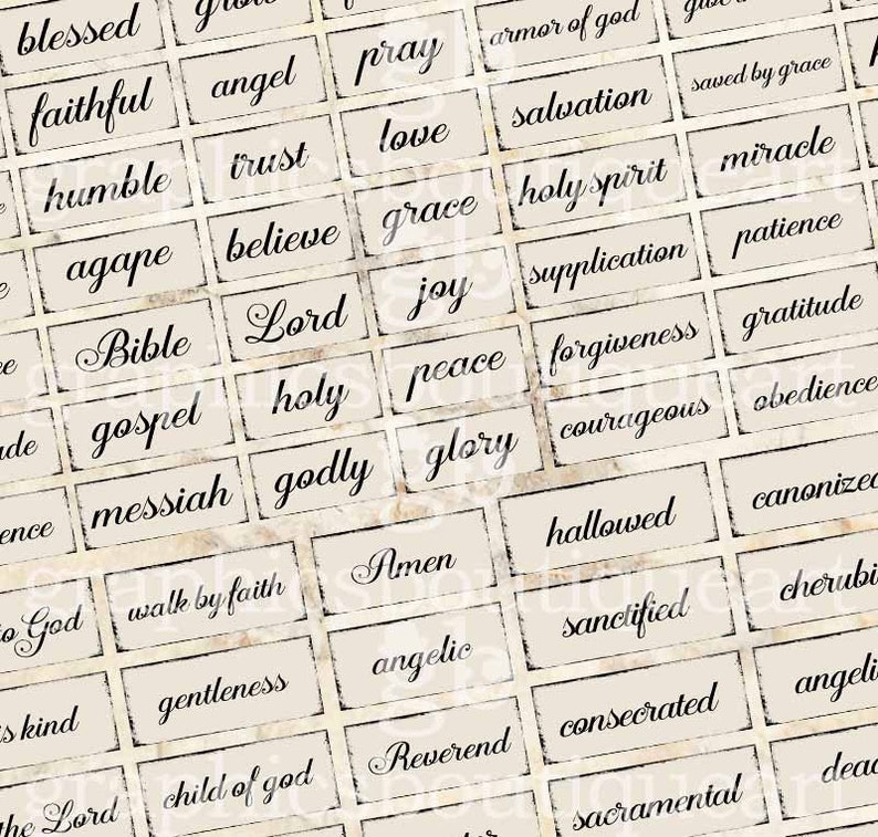 Religious Words, Printable Faith and Prayer Journaling Ephemera ...