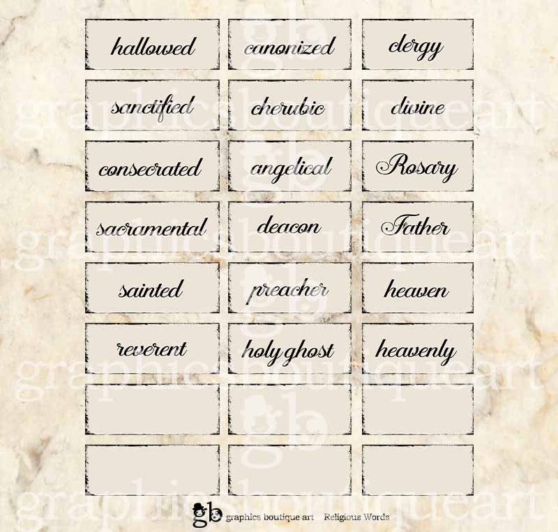 Religious Words, Printable Faith and Prayer Journaling Ephemera ...