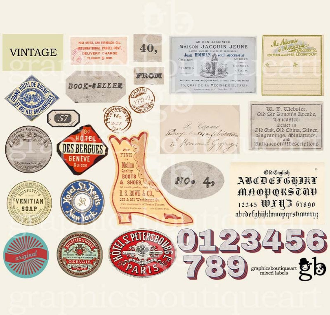 Vintage Style Mixed Labels LAB22-02 - Etsy