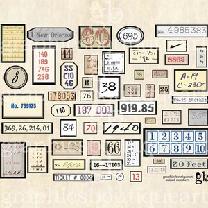 Random Number Digital Labels, Printable Labels for Scrapbooking LAB22 ...