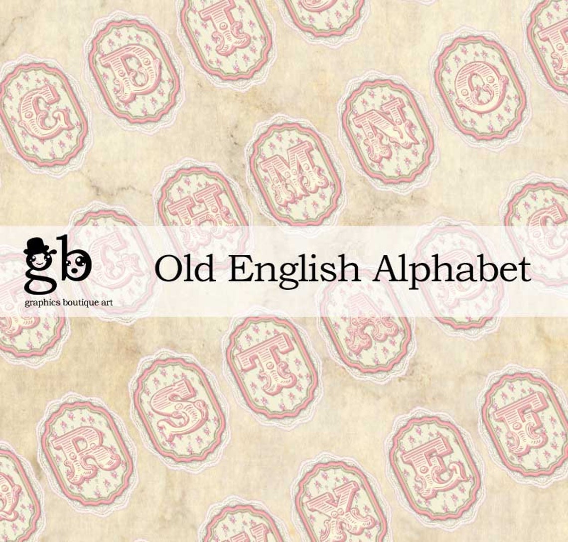 Vintage Old English Alphabet Printable Junk Journal Ephemera Pack Kit ...