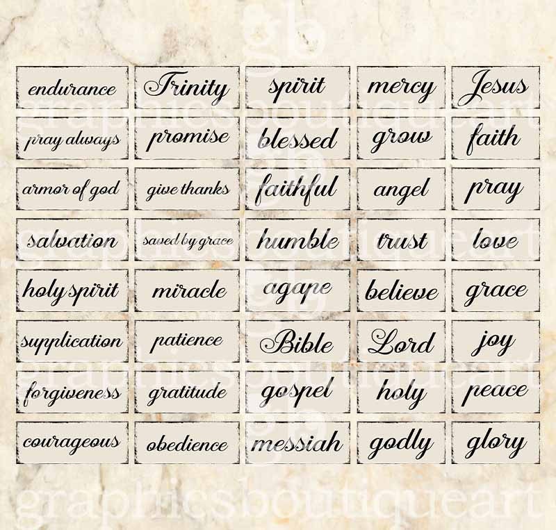 Religious Words, Printable Faith and Prayer Journaling Ephemera ...