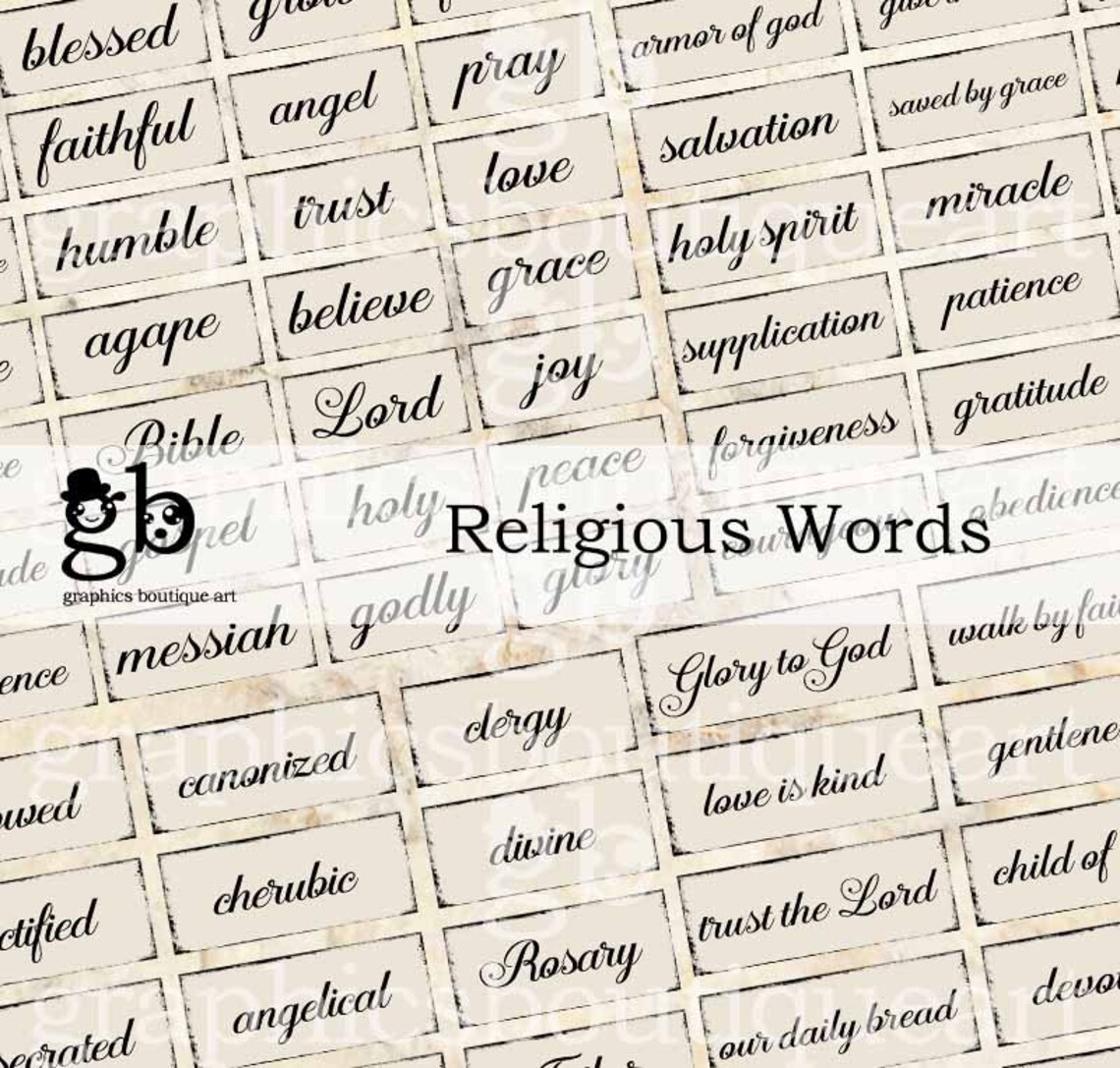 Religious Words, Printable Faith and Prayer Journaling Ephemera ...