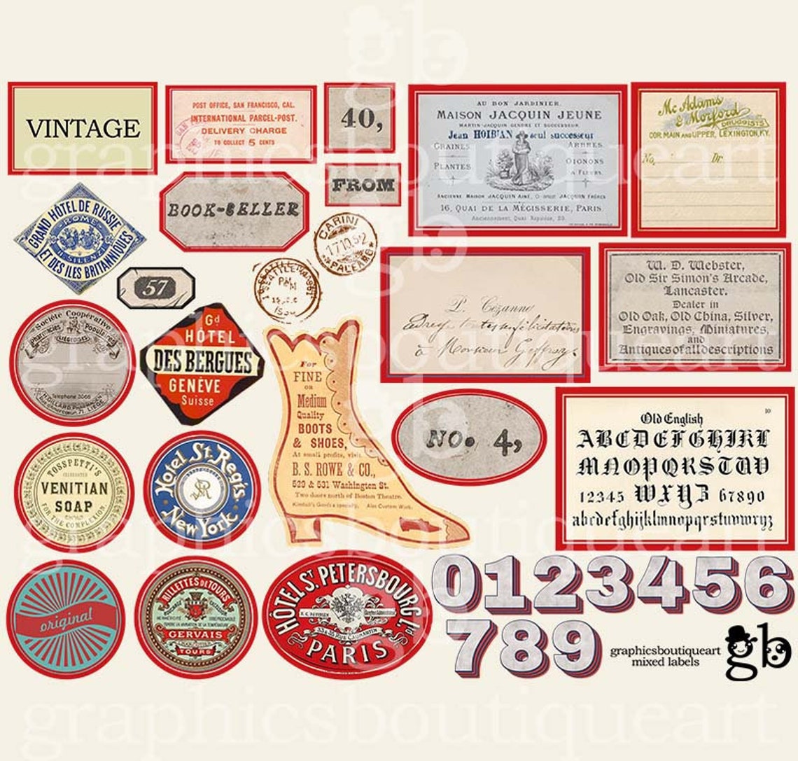Vintage Style Mixed Labels LAB22-02 - Etsy