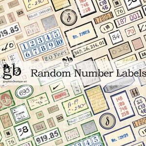 Random Number Digital Labels, Printable Labels for Scrapbooking LAB22 ...