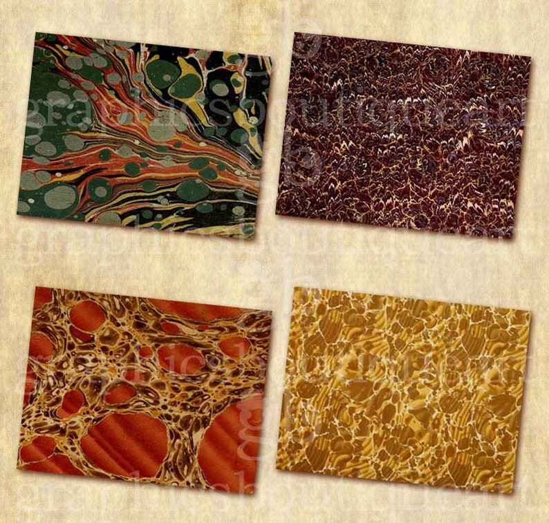 Marbled End Papers Junk Journal Backgrounds Vintage Endpapers Ephemera ...