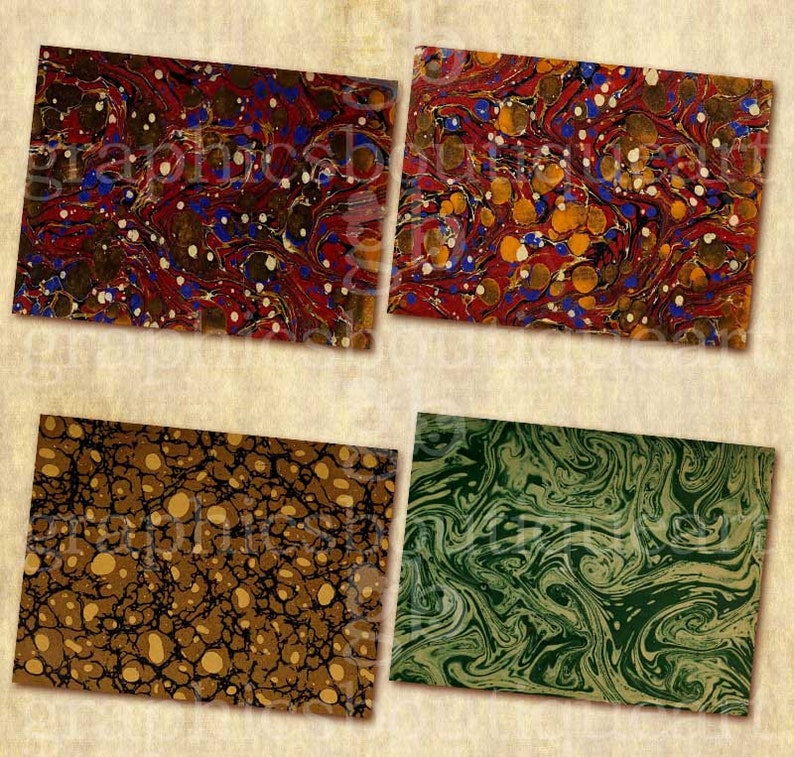 Marbled End Papers Junk Journal Backgrounds Vintage Endpapers Ephemera ...