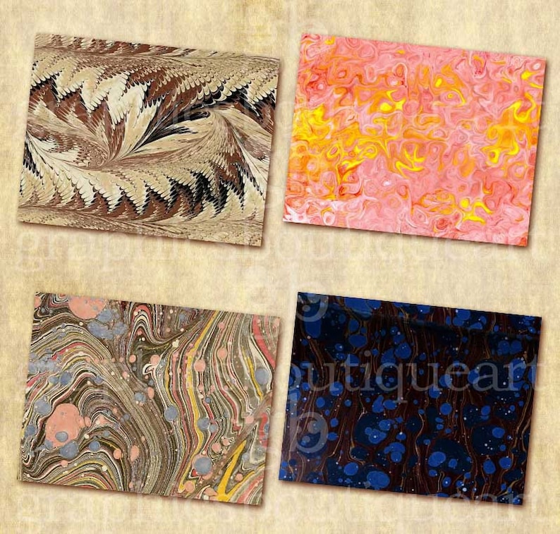 Marbled End Papers Junk Journal Backgrounds Vintage Endpapers Ephemera ...