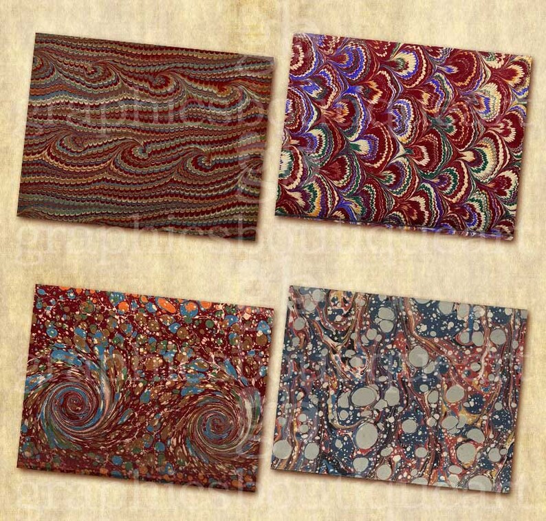 Marbled End Papers Junk Journal Backgrounds Vintage Endpapers Ephemera ...