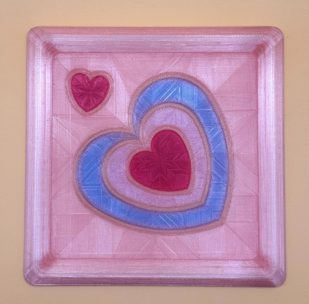 Extra Large Coaster; Nested Harts, 3D Transparent 5 Color Designs ...