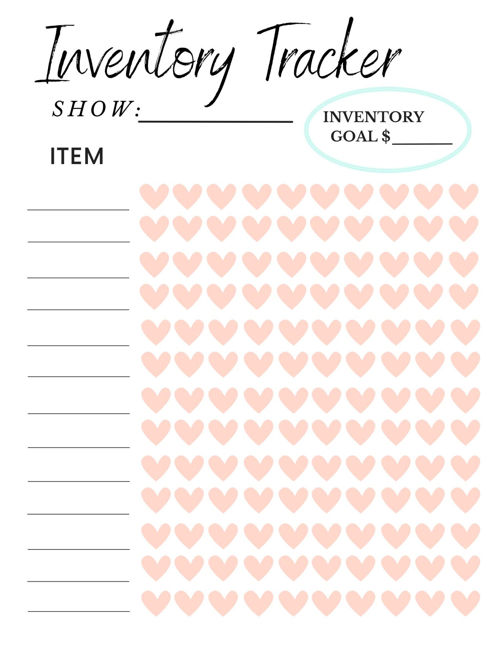Market Tracker, Tracker Sheet, Craft Show Tracker, Digital Download ...