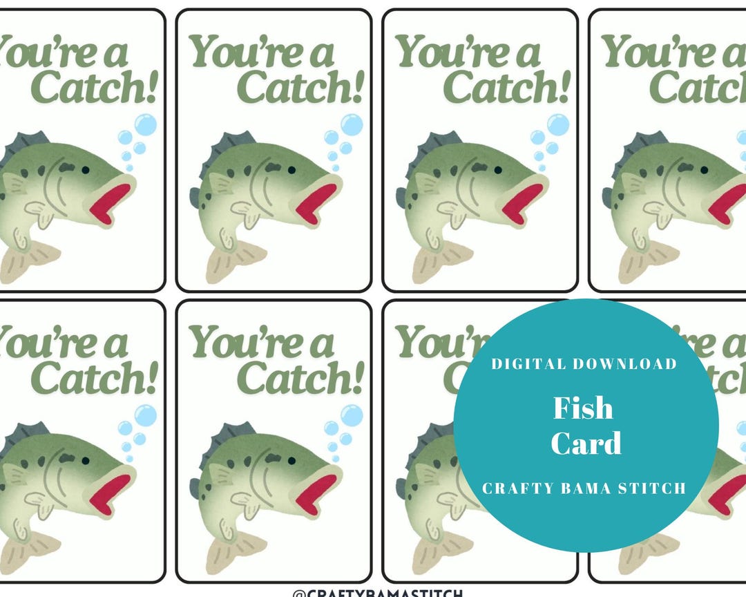 You're a Catch - Fish Cards, Fish Card, Card SVG, Plushie Card, Crochet ...