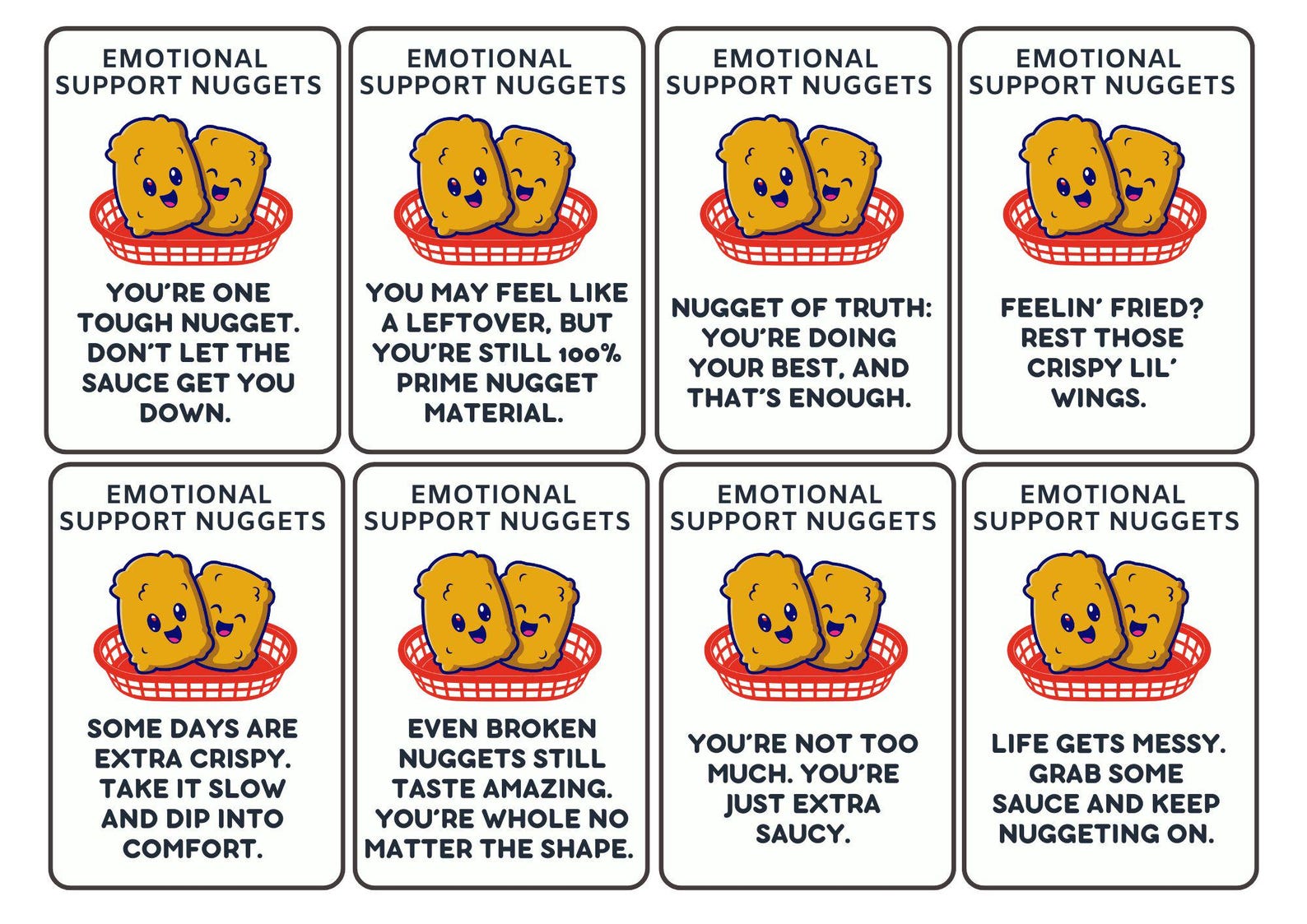 Emotional Support Nugget Card, Nugget Tag, Chicken Nugget, Tag, Price ...
