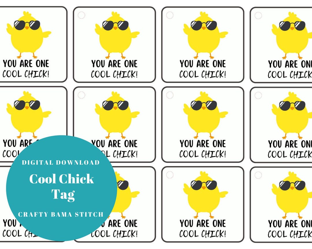 Cool Chick Tag, Chicken Tag, Plushie Tag, Tags, Digital Download, Chick ...