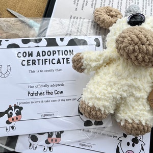 Cow Adoption Certificate, Adoption Certificate, Certificate, Plushie ...