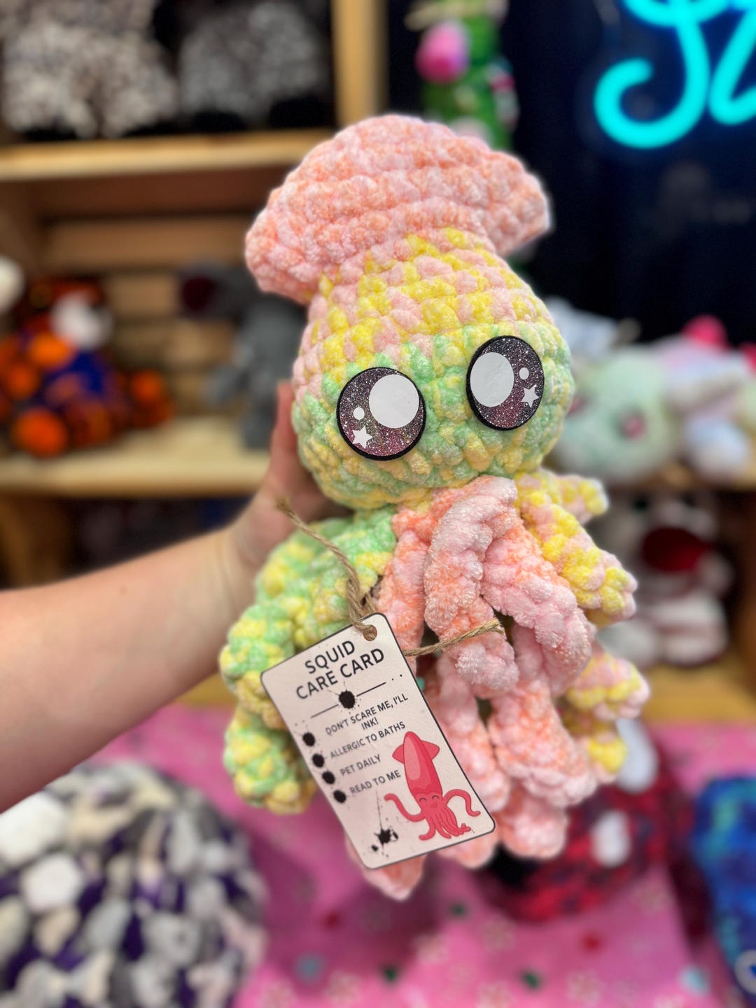 Ready to Ship - Multi - Color Squid, Crochet Squid, Squid Stuffed ...