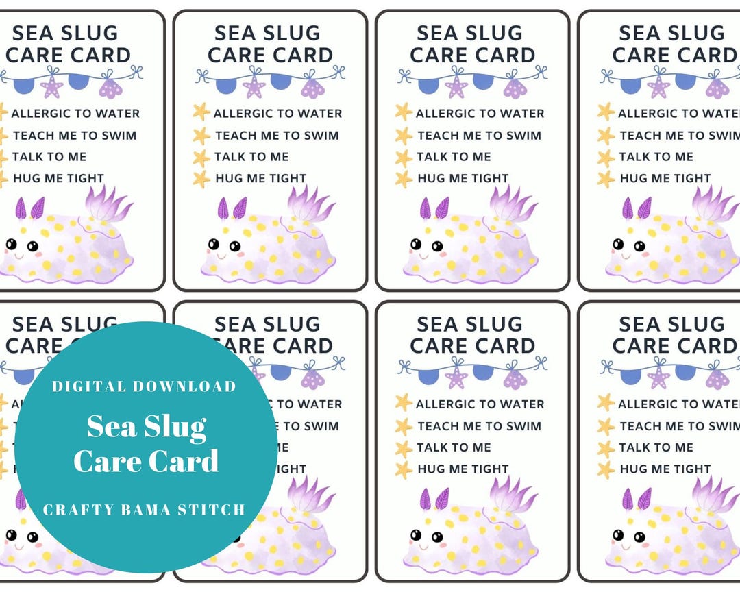 Sea Slug Care Cards, Care Card, Slug Care, Plushie Care Card, Crochet ...