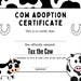 Cow Adoption Certificate Adoption Certificate Certificate - Etsy