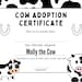 Cow Adoption Certificate, Adoption Certificate, Certificate, Plushie ...