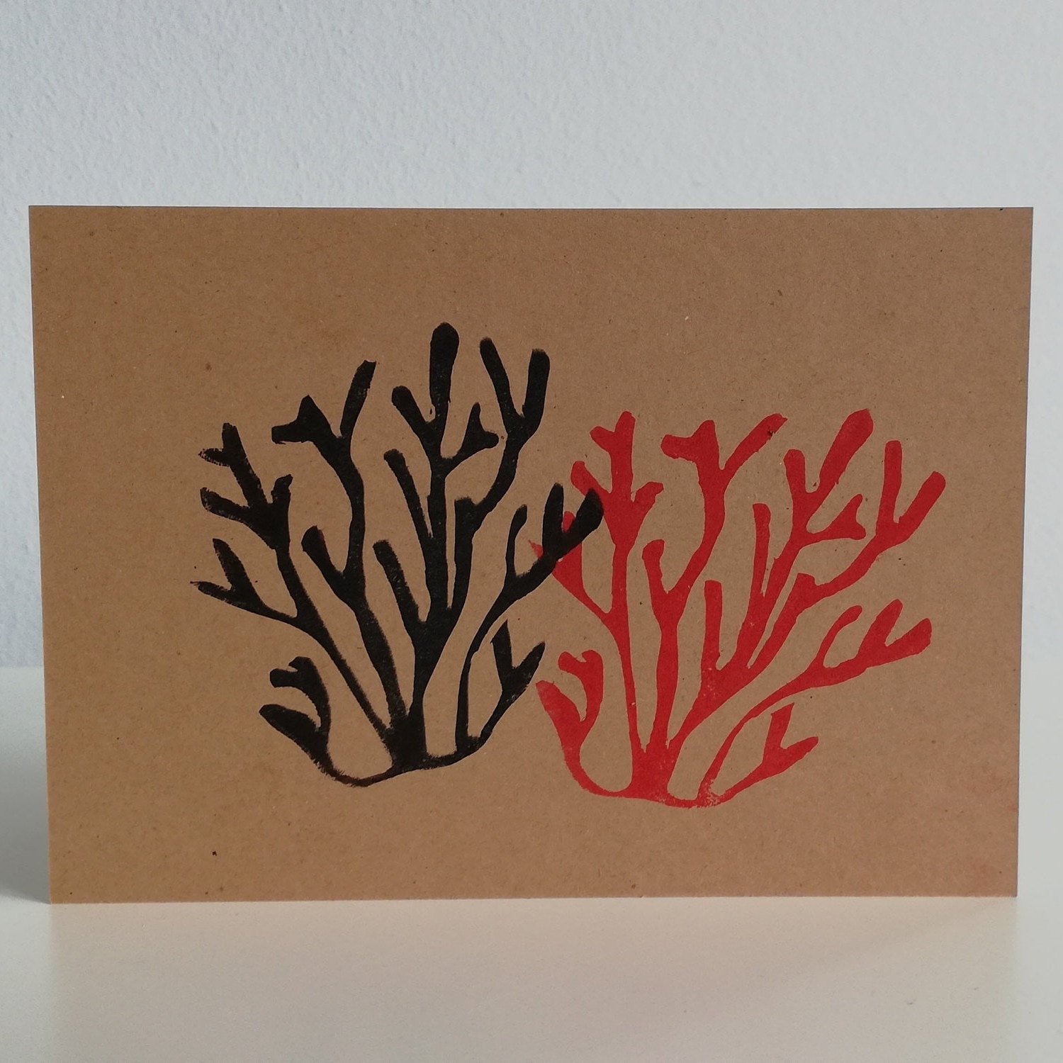 hand-carved stamp Coral stamp coral motif stamp hand printed Stamping ...