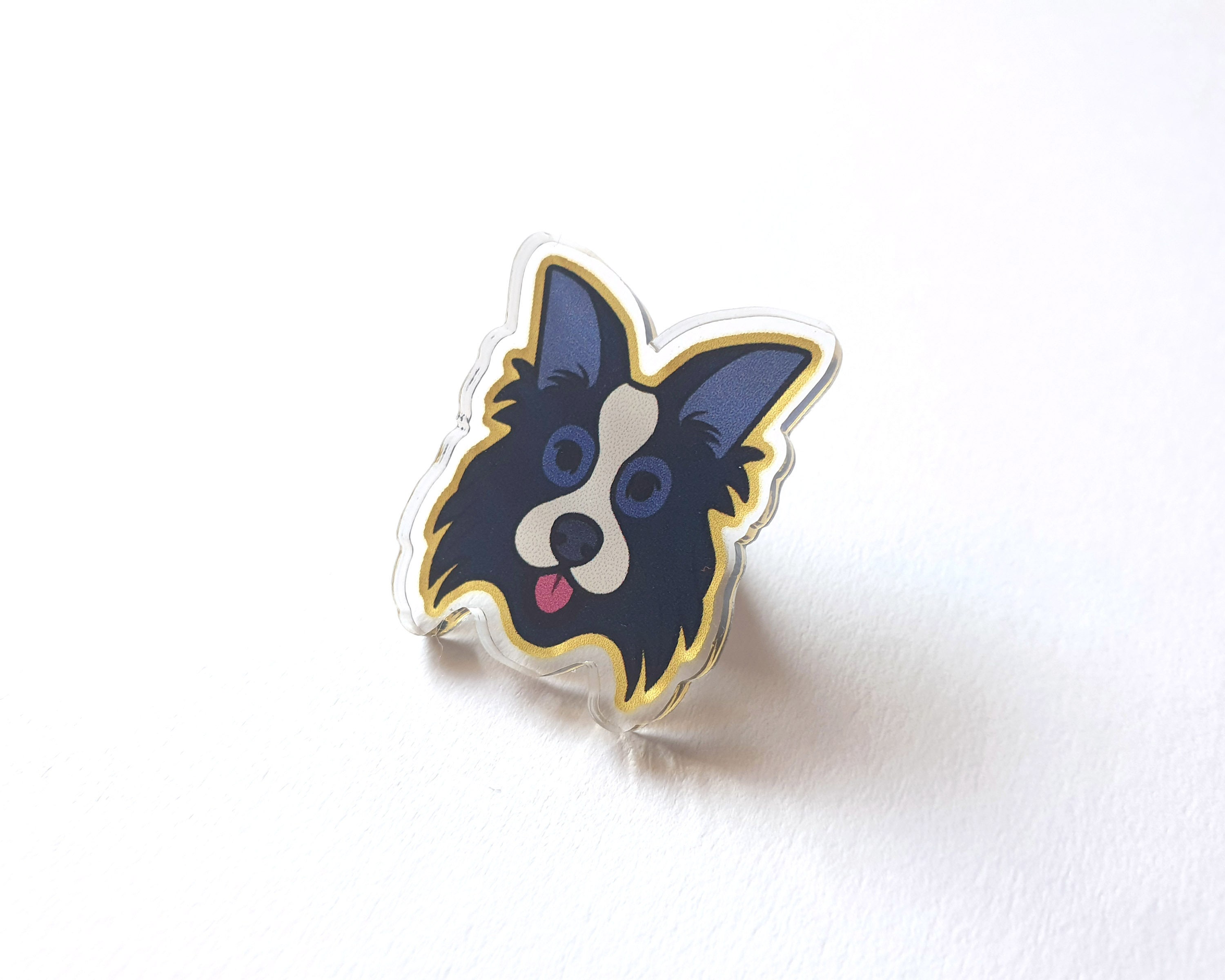 Border Collie Dog Pin - Acrylic Lapel Pin Badge - Dog Lover Gift - Cute ...