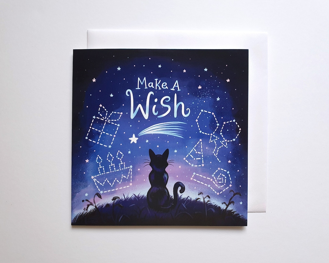 Celestial Black Cat Birthday Wishes Card: Galaxy Constellation, Space ...