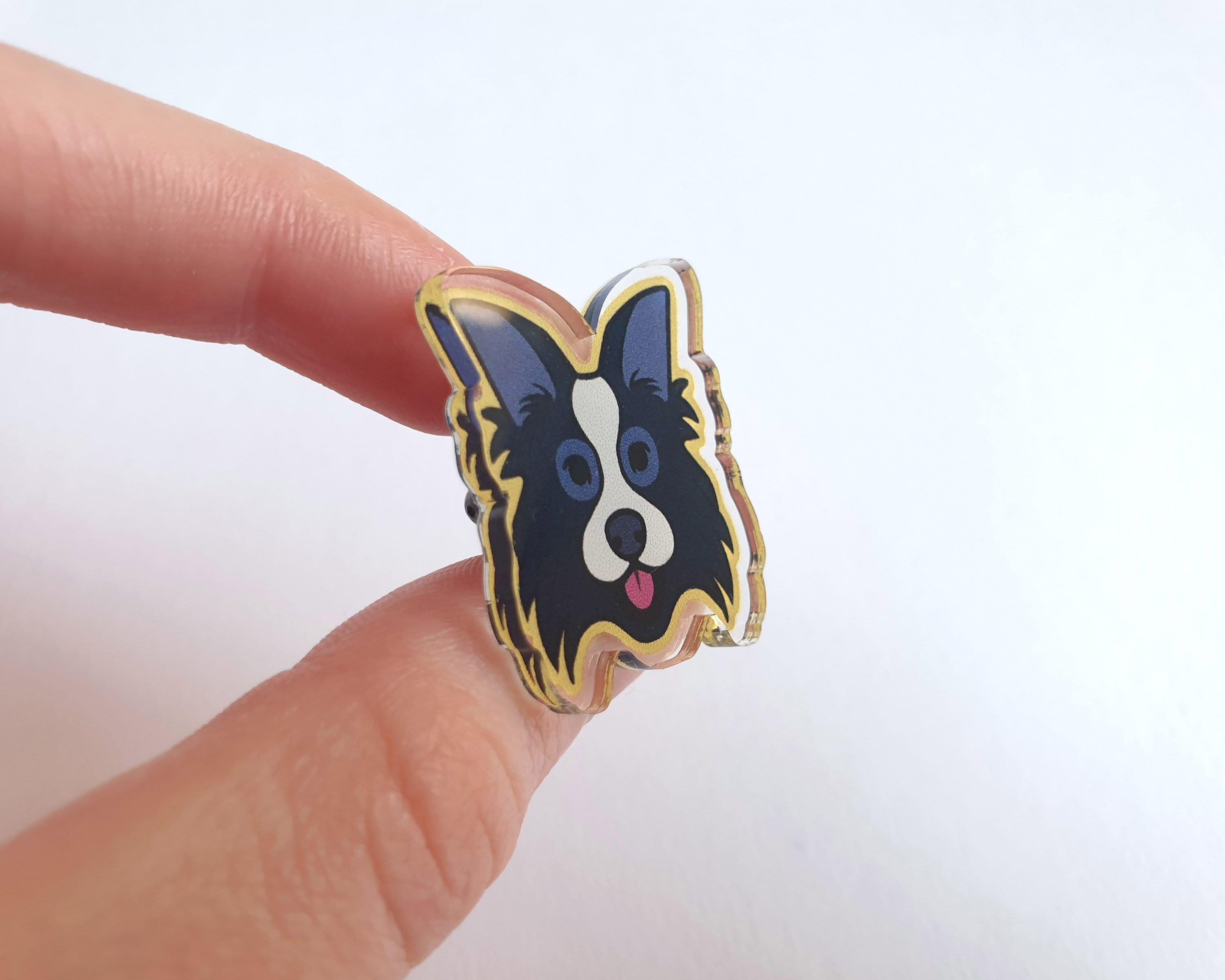 Border Collie Dog Pin - Acrylic Lapel Pin Badge - Dog Lover Gift - Cute ...