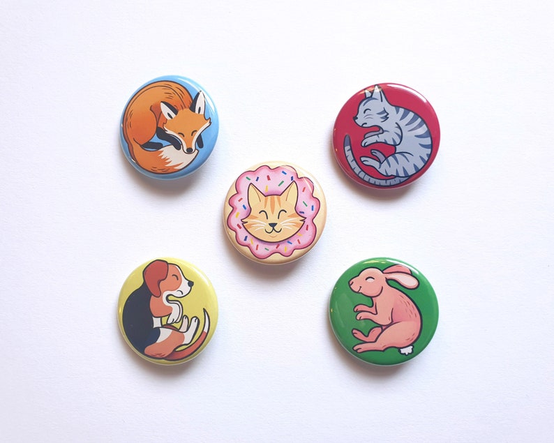 Cute Cartoon Animal Button Badges Pack - Choose Your Own Badges ...
