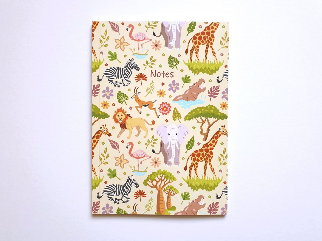 Safari Animals A5 Notebook: Soft Cover Blank Journal, African Savannah ...