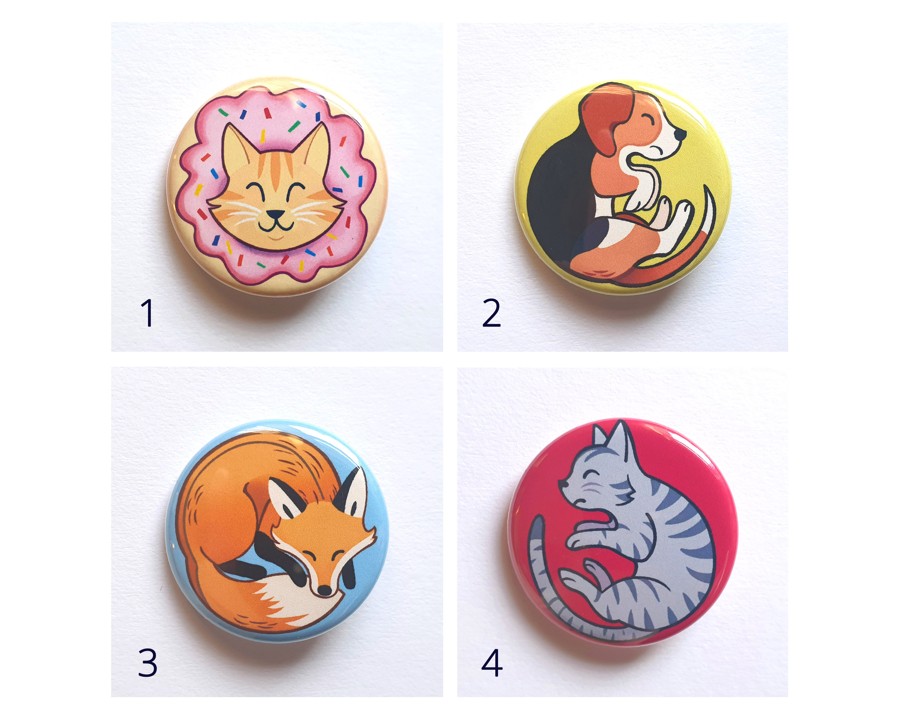 Cute Cartoon Animal Button Badges Pack - Choose Your Own Badges ...