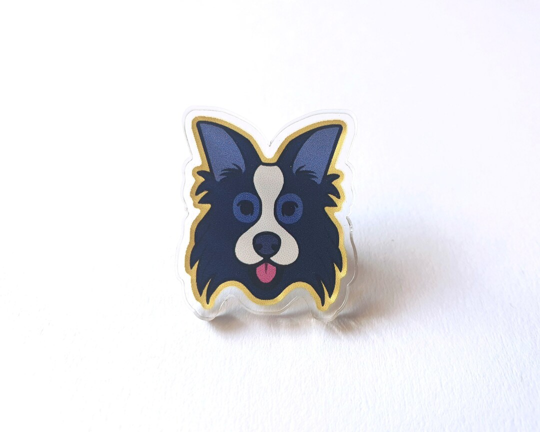 Cartoon Border Collie Pin – Acrylic Lapel Badge, Sheepdog Dog Lover ...