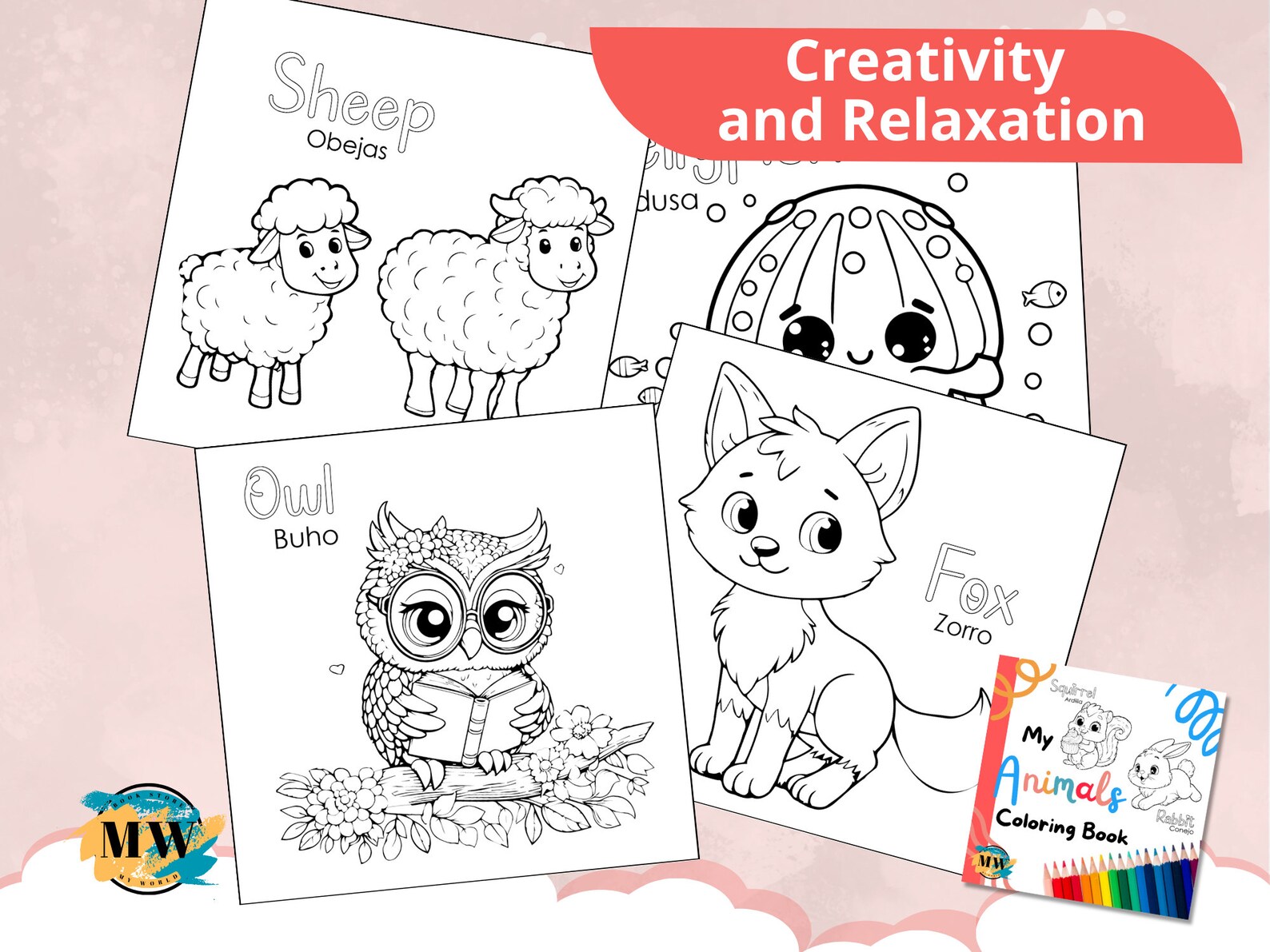 My Animals Coloring Book 40+ Incredibly Cute and Adorable Animals From ...